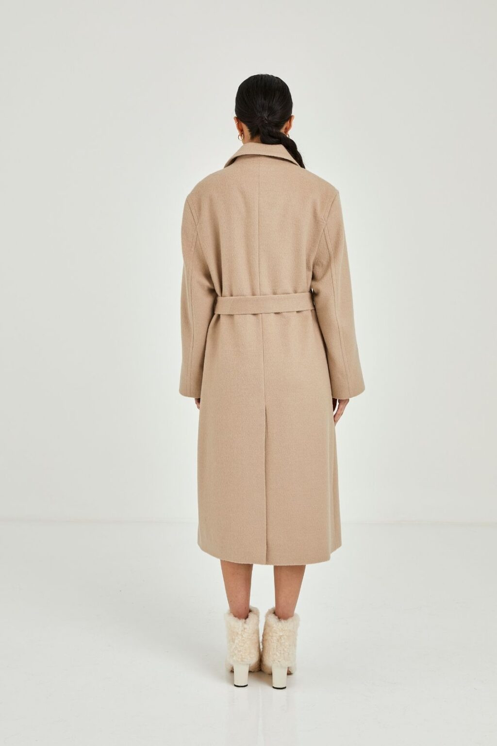 Beige Narrow Lapel Long Coat - Tom Gutie