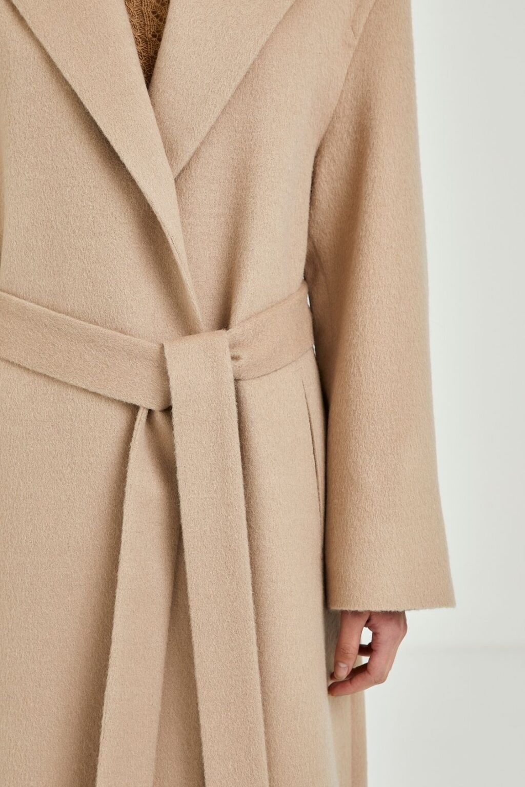 Beige Narrow Lapel Long Coat - Tom Gutie